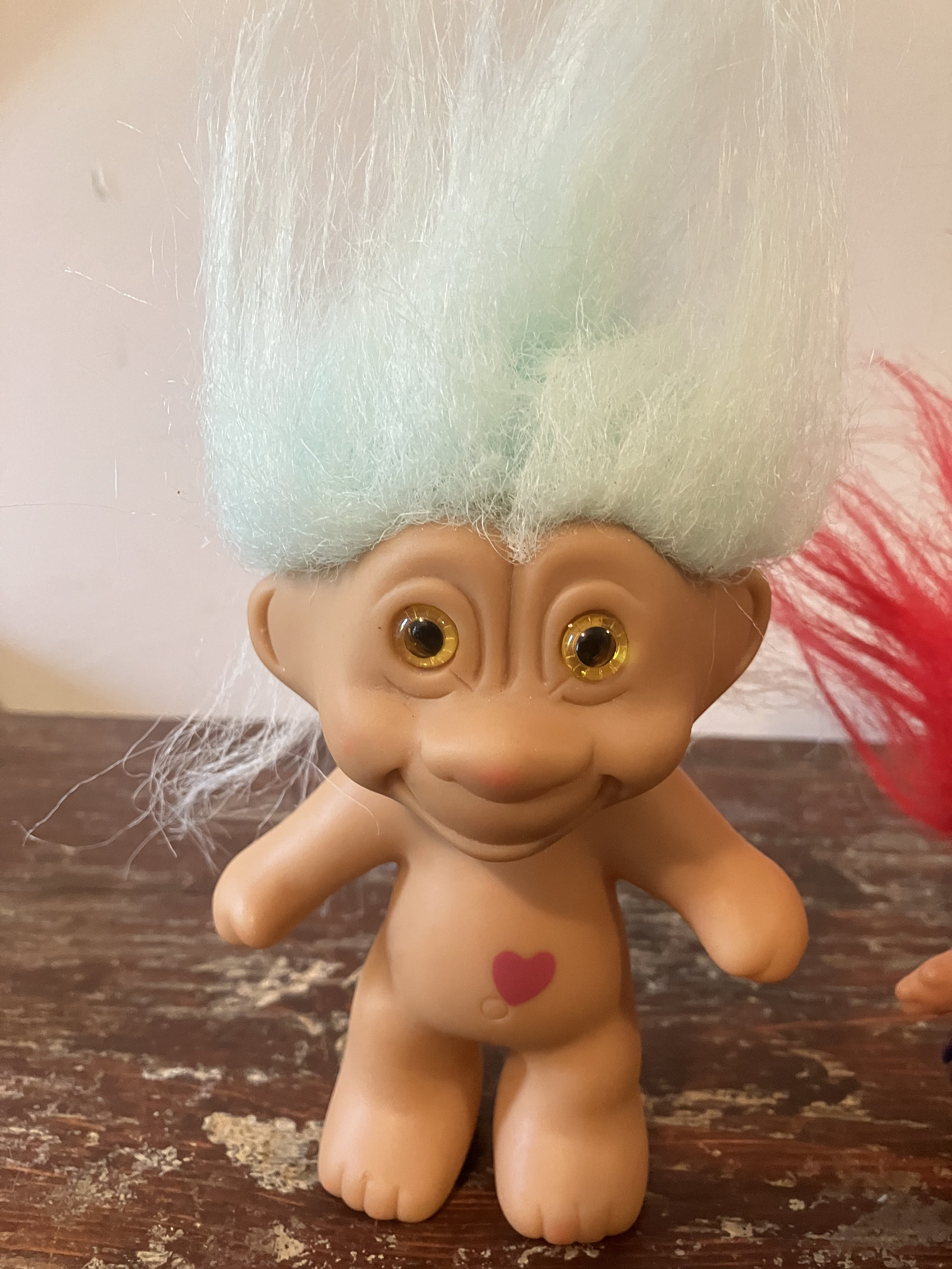 Vintage Trolls-troll With Heart-dam Troll-red Hair- Green Hair-light ...