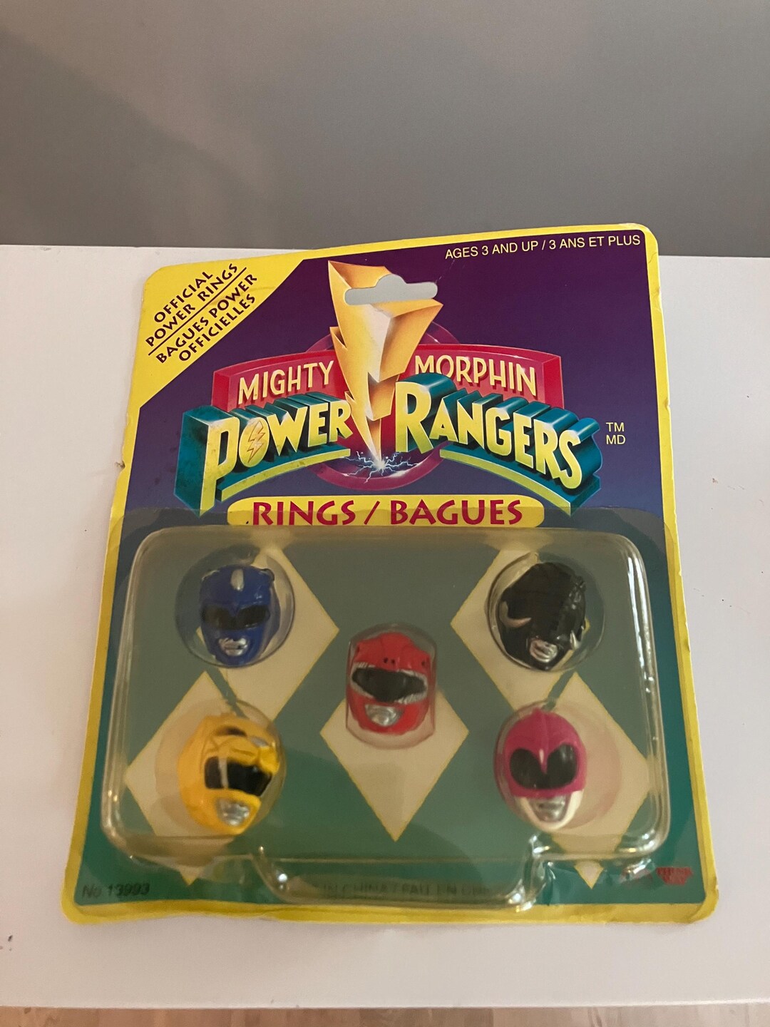 Vintage Power Rangers 5 Ring Set-pink-red-blue-black-yellow-mighty ...