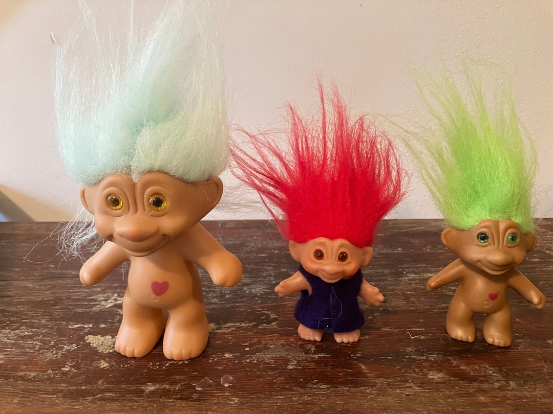 Vintage Trolls-troll With Heart-dam Troll-red Hair Green Hair-light ...