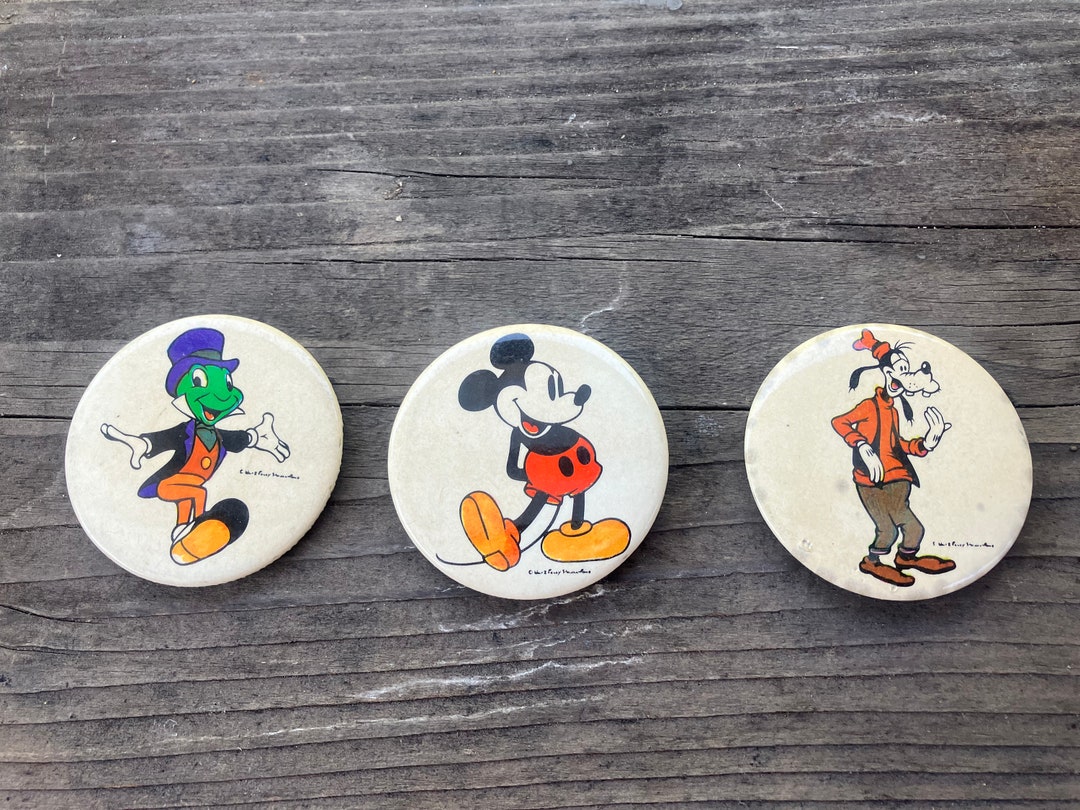 Disney Button-1950s-vintage-jiminy Cricket-mickey Mouse-goofy-3 Choices ...