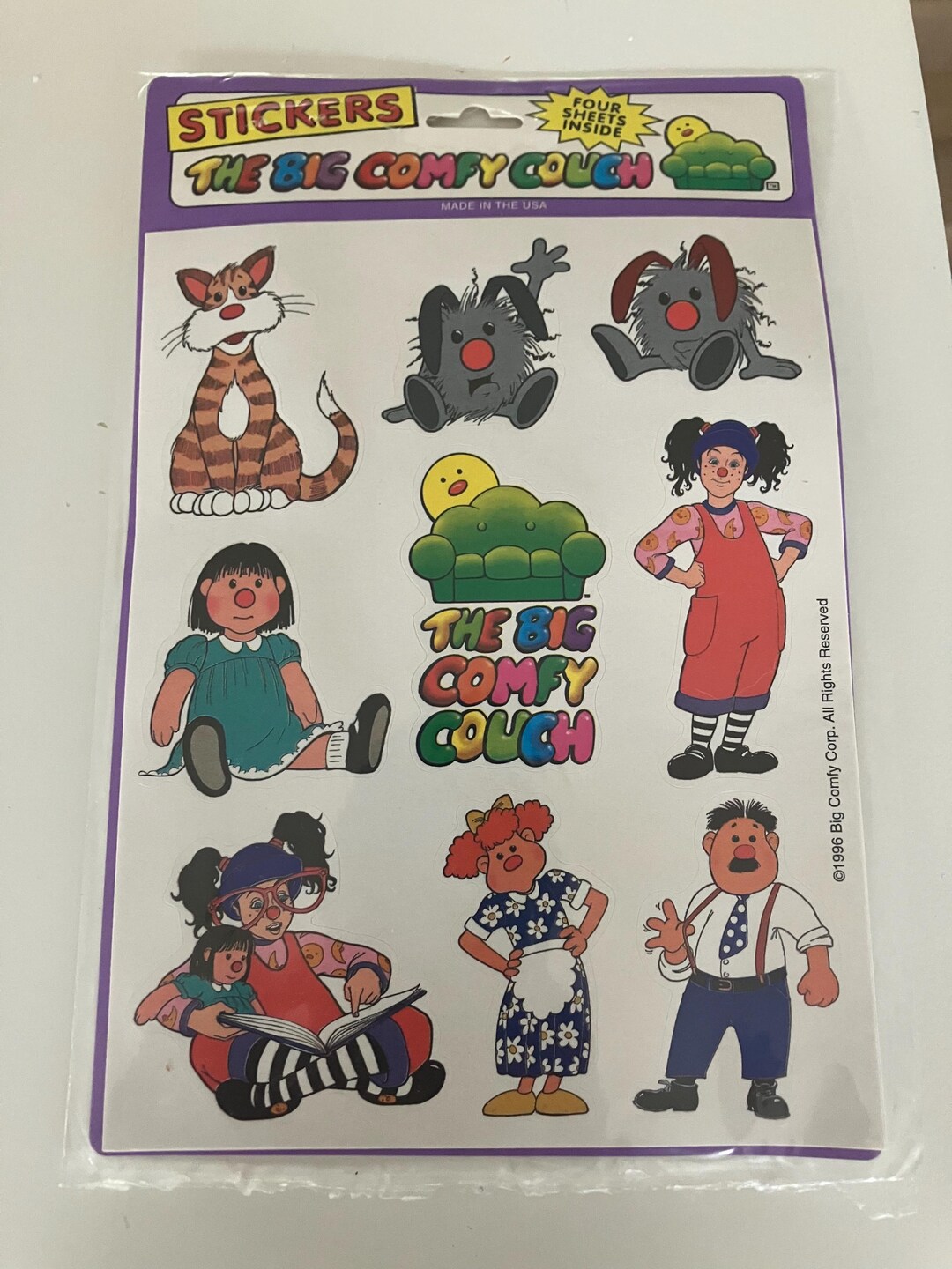 1995-big Comfy Couch Stickers Set-new Package With 4 Sticker Sheets ...