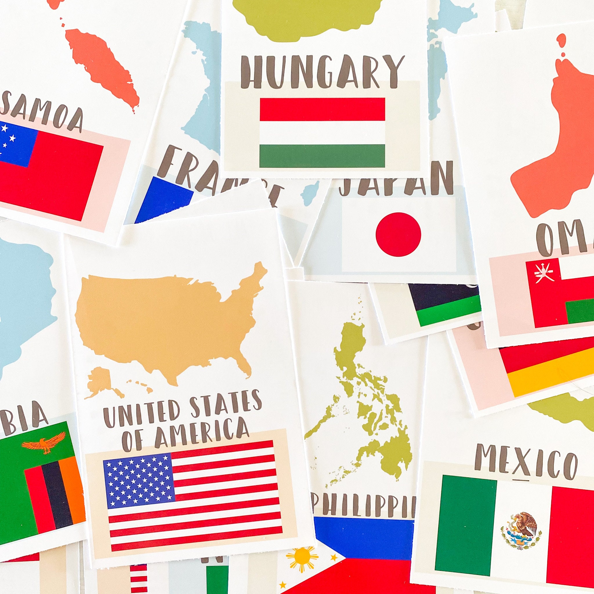 A-Z Countries Around the World Printable Cards With Country Flag and ...