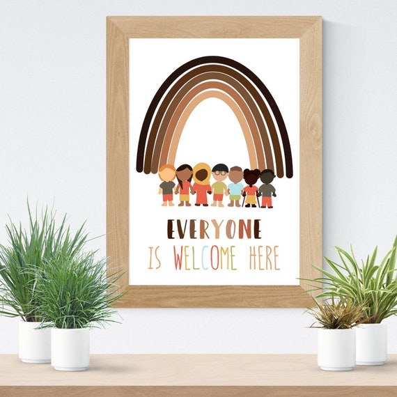 Everyone is Welcome Here Diverse and Inclusive Poster for | Etsy