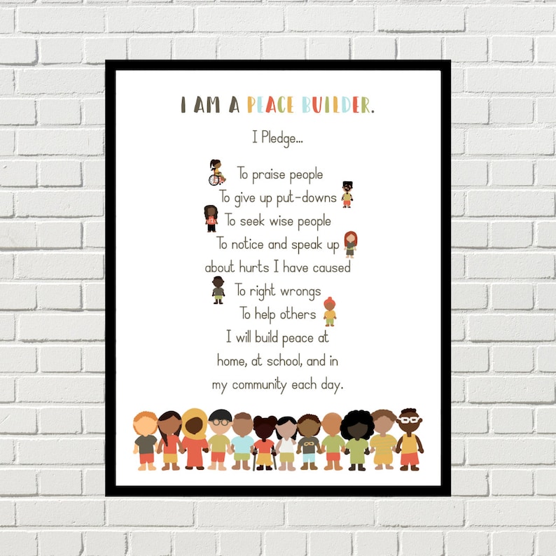 Peace Builder Promise Poster for Classrooms - Etsy