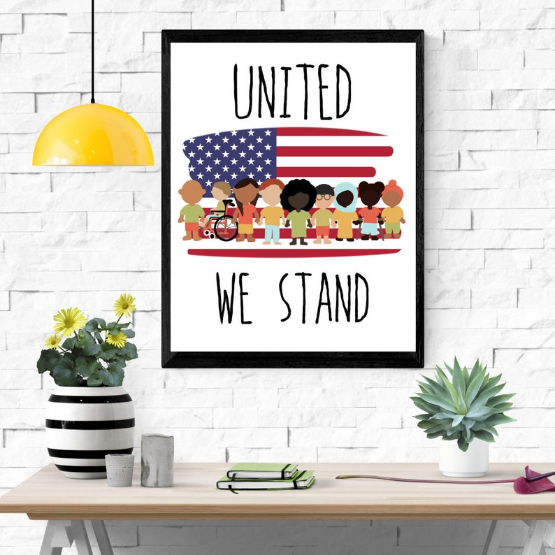 American Pride Classroom Poster "united We Stand" Diverse and Inclusive ...