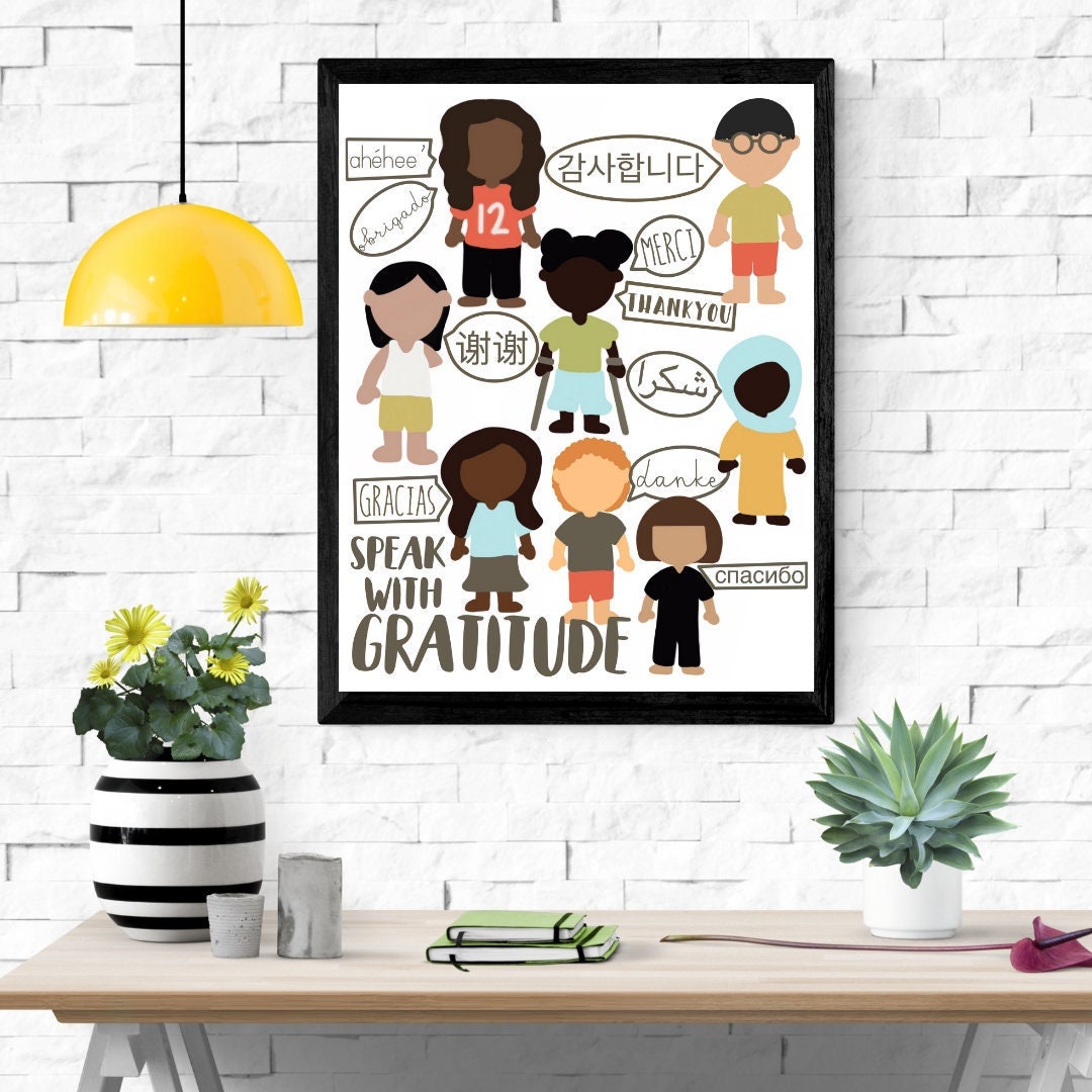 Multicultural/multilingual Thanksgiving Poster "speak With Gratitude ...