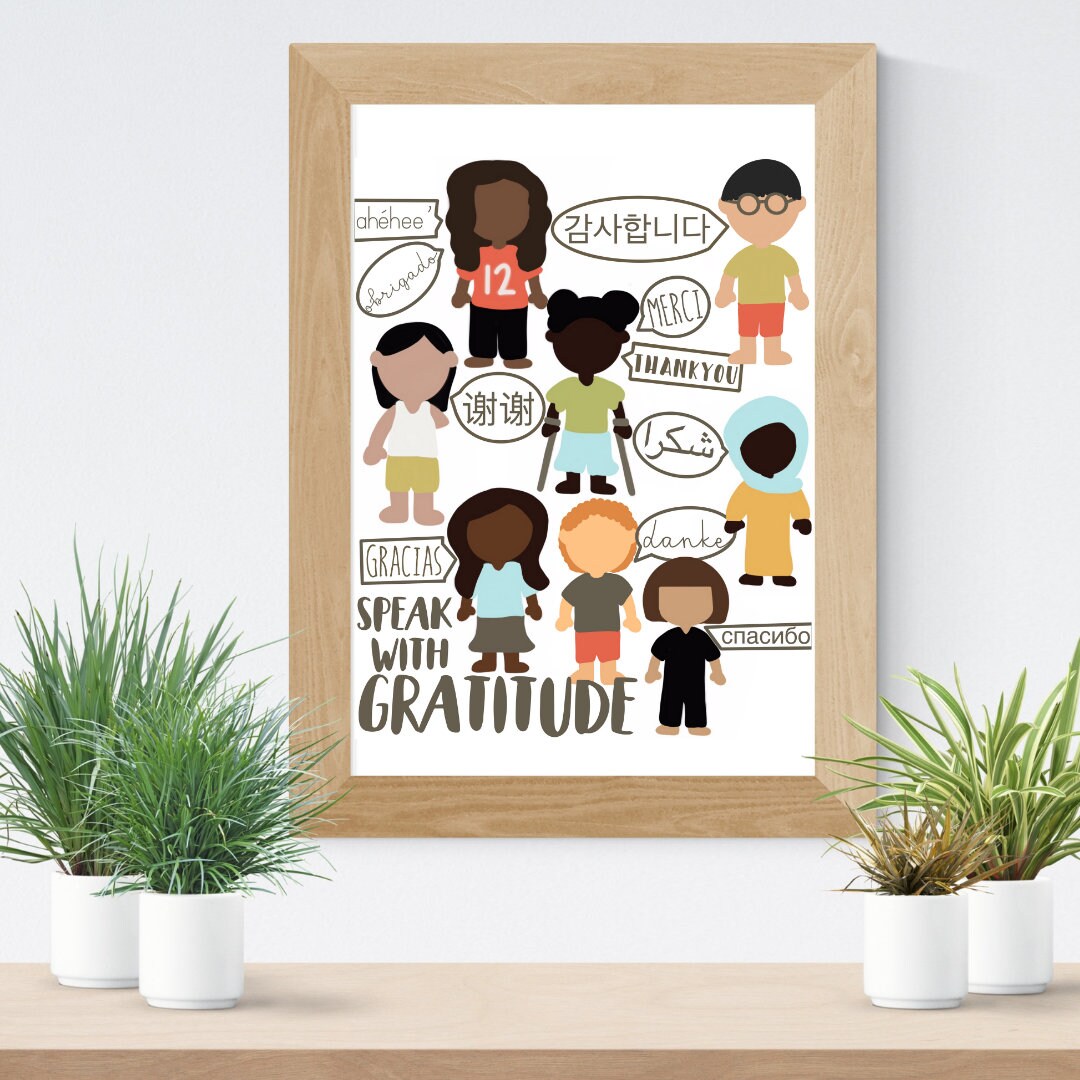 Multicultural/multilingual Thanksgiving Poster "speak With Gratitude ...