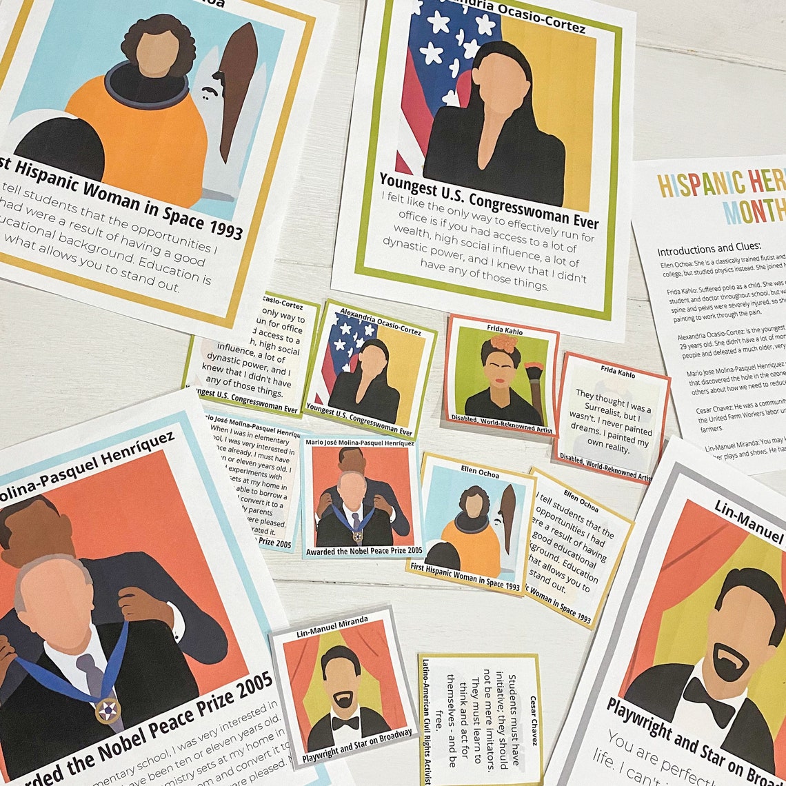 Hispanic/latin Heritage Month Classroom Posters and Matching Cards - Etsy