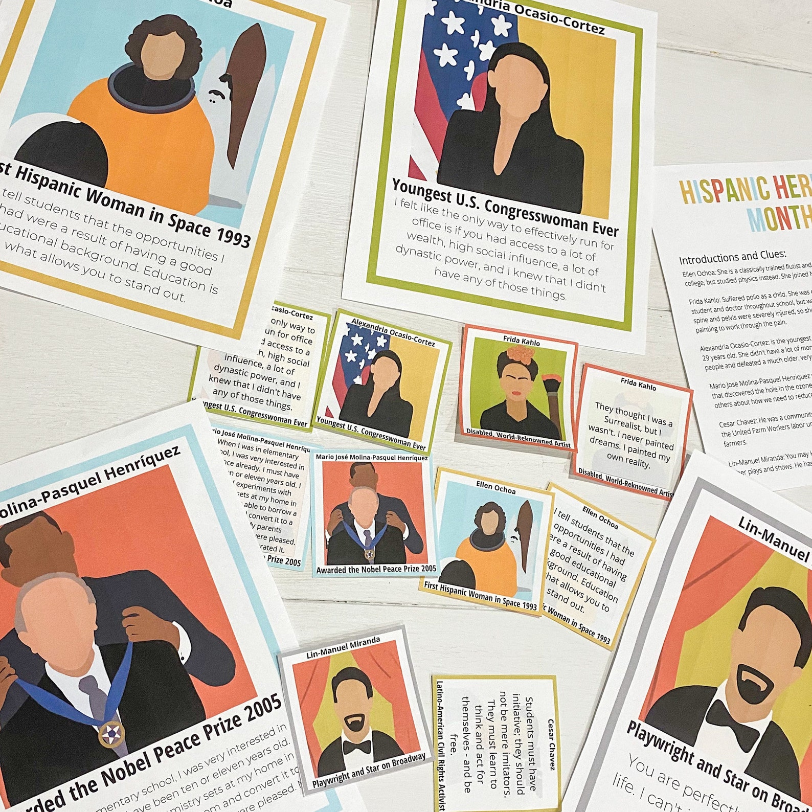 Hispanic/latin Heritage Month Classroom Posters and Matching - Etsy