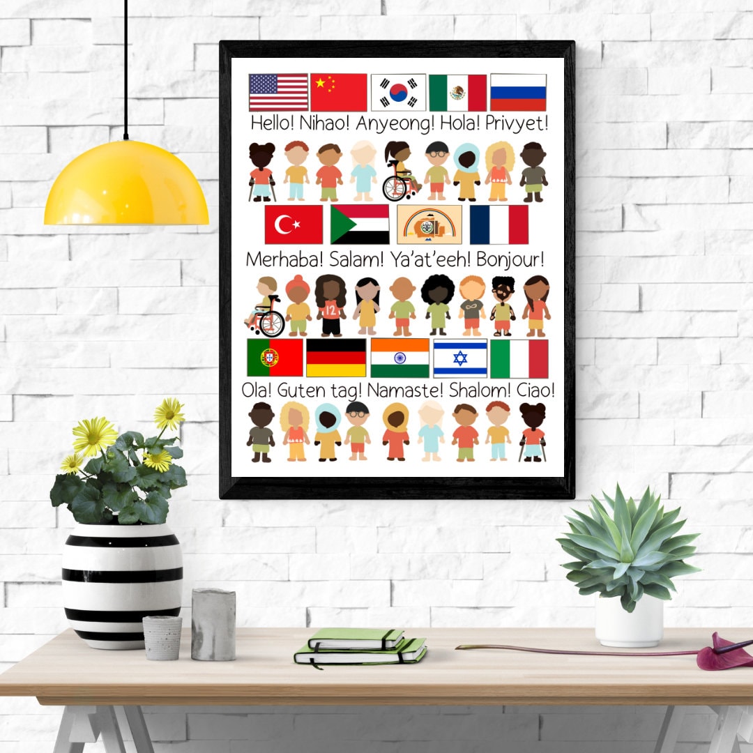 Hello Around the World 16x20", 8x10", 4x5" - Etsy