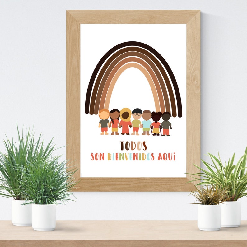 Todos Son Bienvenidos Aquí Poster, Diverse Inclusive Art (16x20) - Etsy