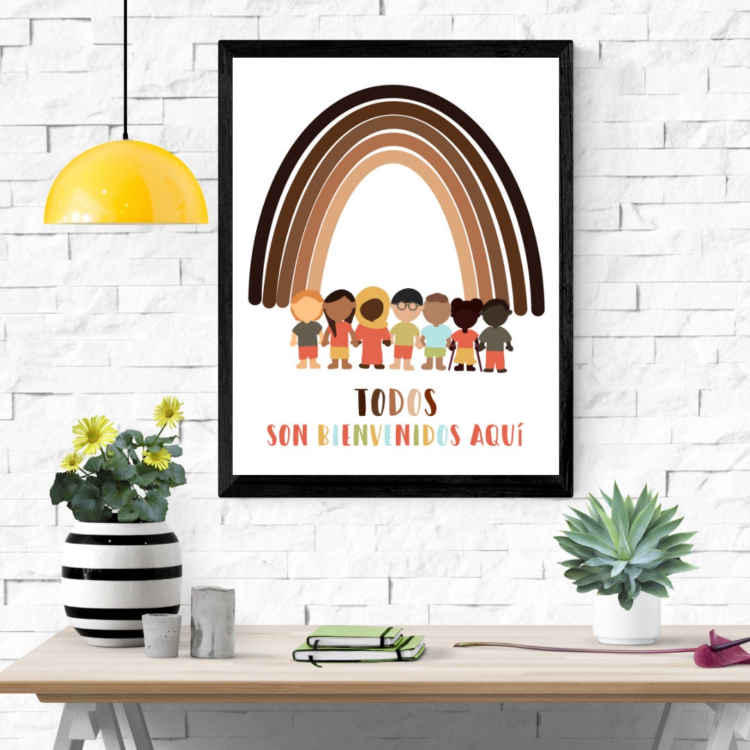 Todos Son Bienvenidos Aquí Poster, Diverse Inclusive Art (16x20) - Etsy