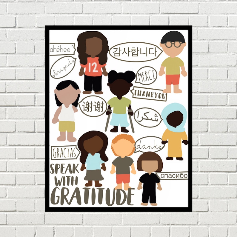 Multicultural/multilingual Thanksgiving Poster "speak With Gratitude ...