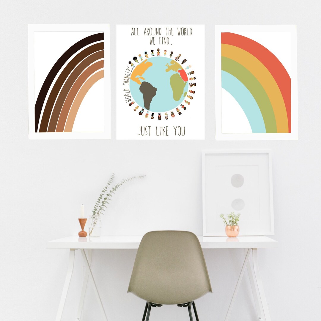 Rainbow "bookend" Posters Set for Diverse and Inclusive Classroom ...
