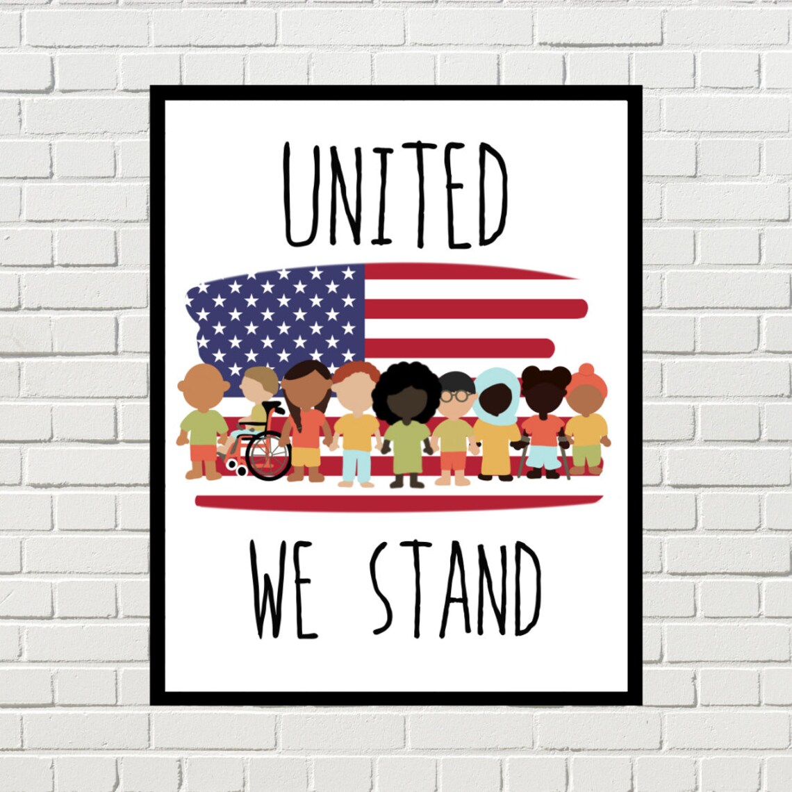 American Pride Classroom Poster united We Stand Diverse and Inclusive ...