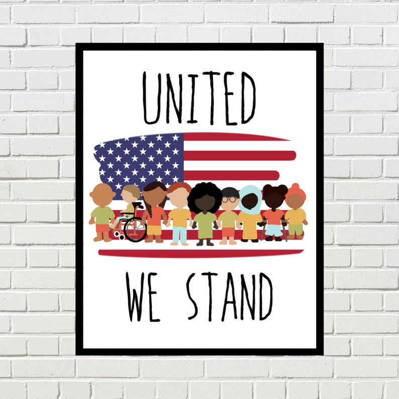American Pride Classroom Poster "united We Stand" Diverse and Inclusive ...