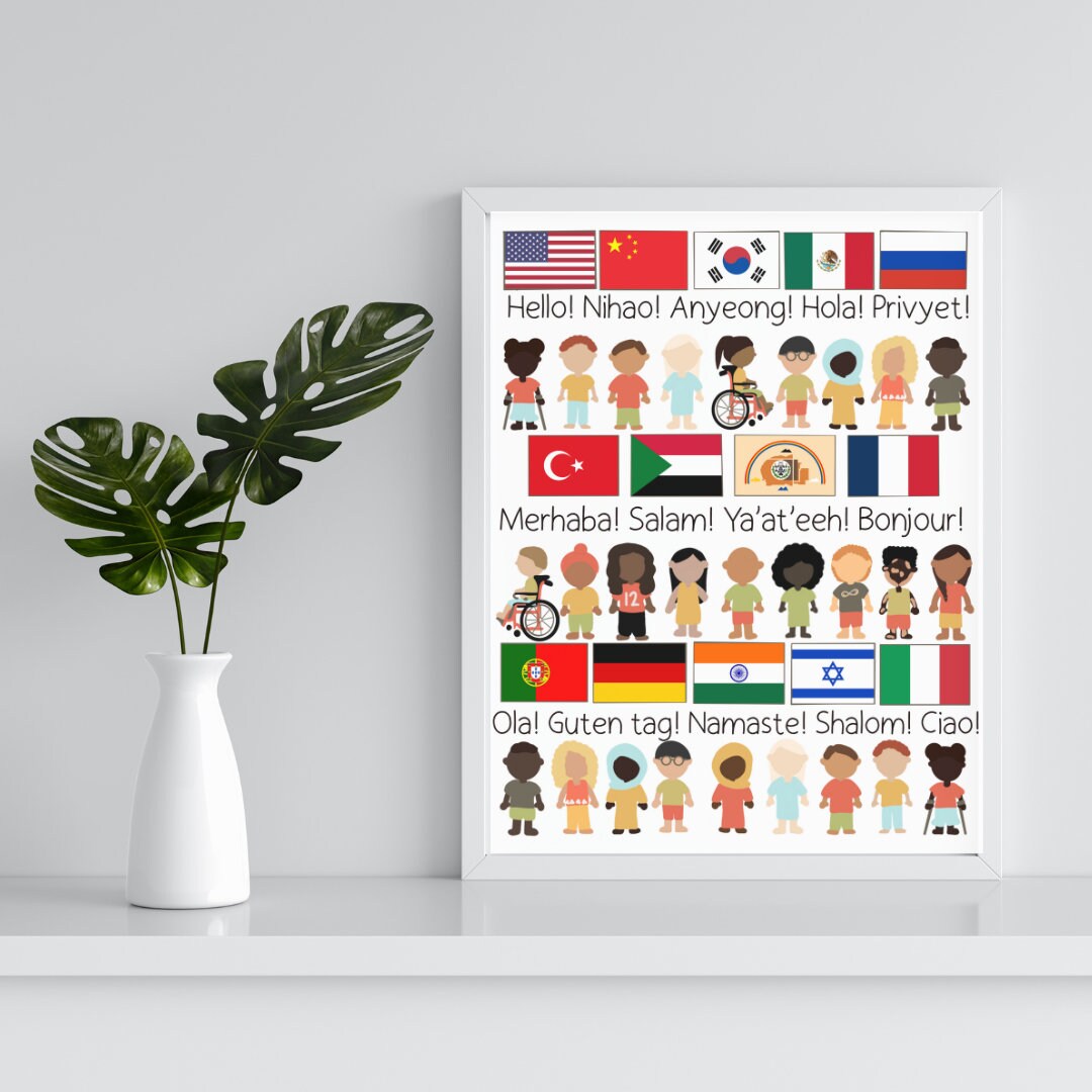 Hello Around the World 16x20", 8x10", 4x5" - Etsy