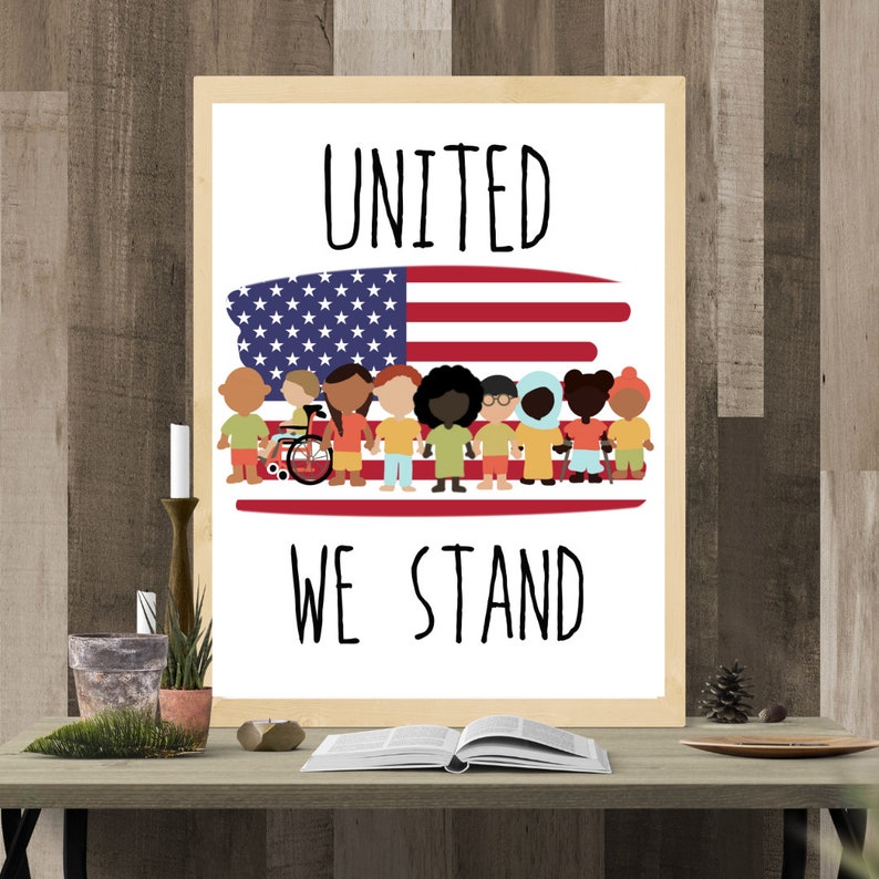 American Pride Classroom Poster "united We Stand" Diverse and Inclusive ...