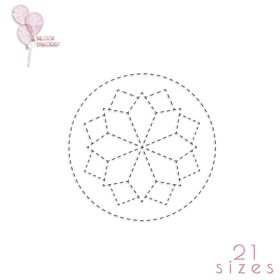 Geometric Redwork Double Run Quilt Block Embroidery Design. - Etsy