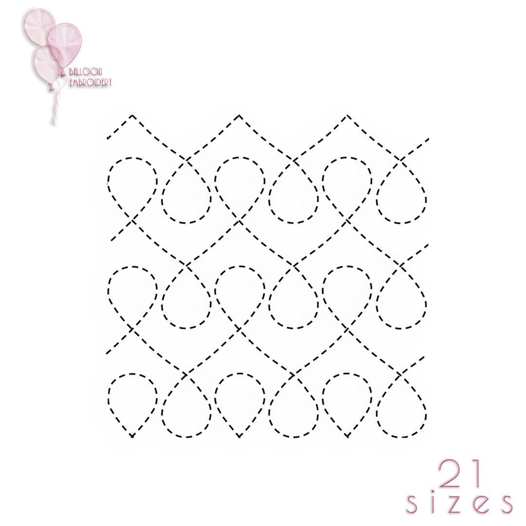 Loop Single Run Quilt Block Edge to Edge Continuous Embroidery Design ...