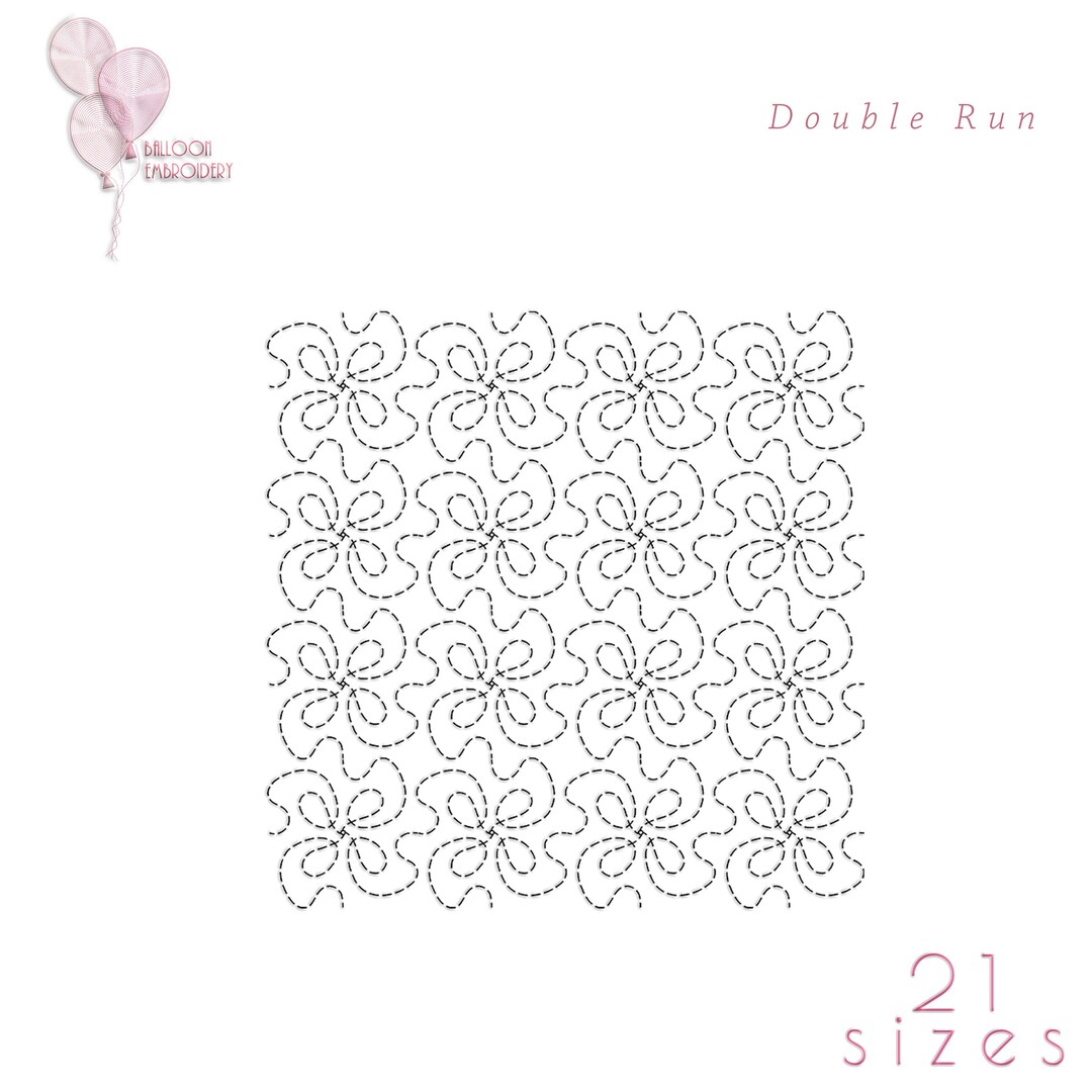 Loop Swirl Double Run Quilt Block Embroidery Design. Continuous Edge to ...