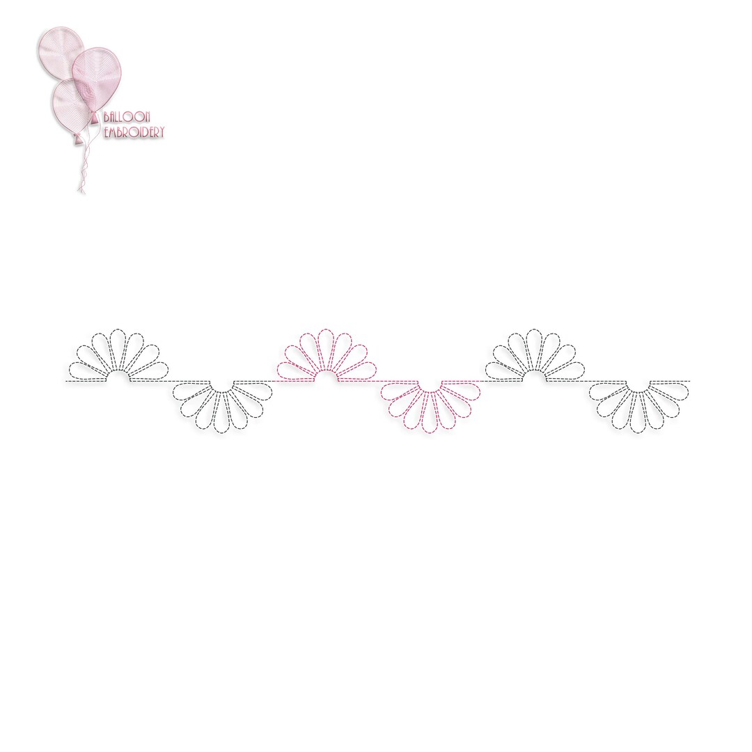 Half Flower Border Single Run Edge to Edge Continuous Quilt Block ...