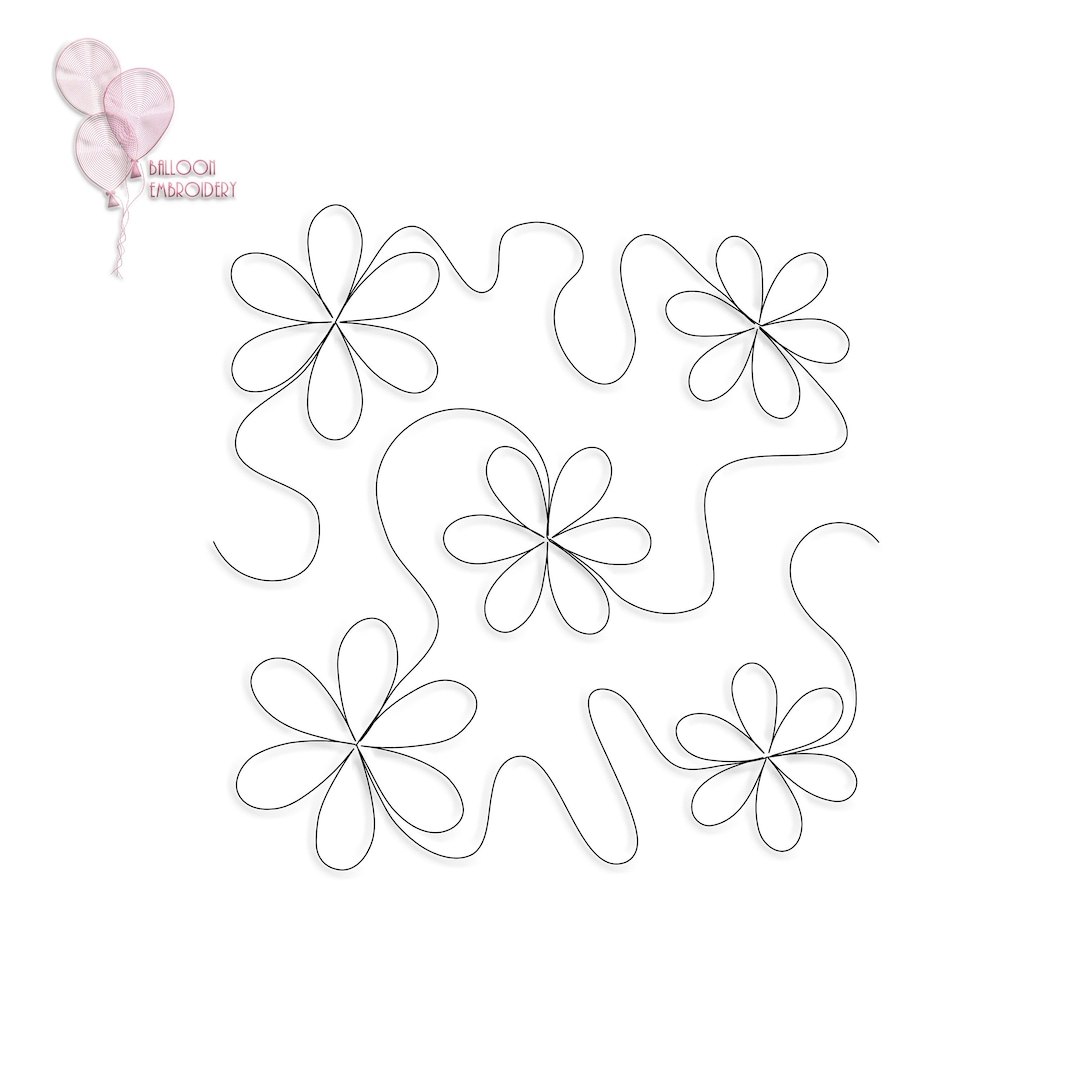 Flowers Edge to Edge Continuous Single Run Quilt Block Embroidery ...