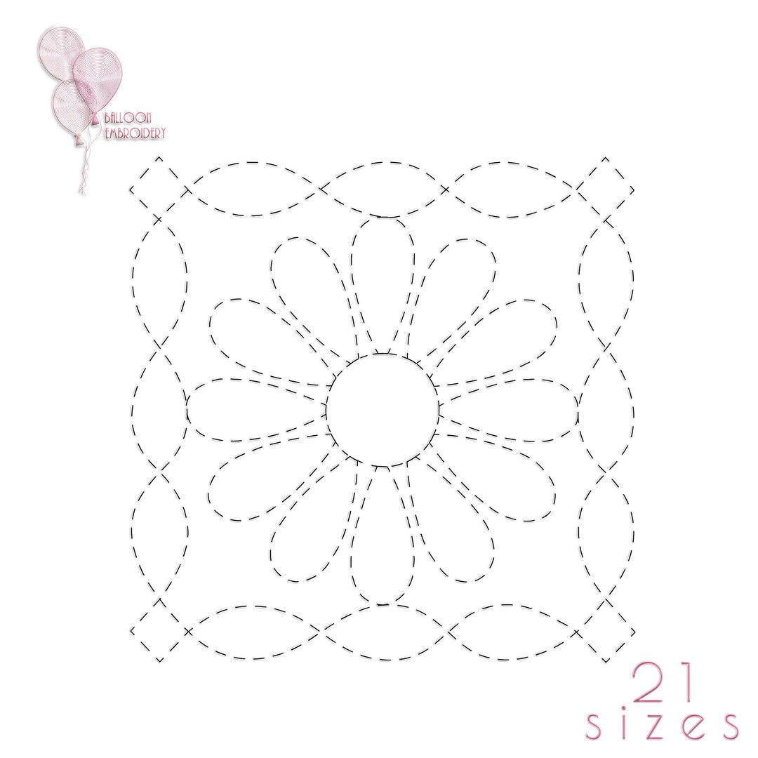 Flower Single Run Quilt Block Embroidery Design. - Etsy