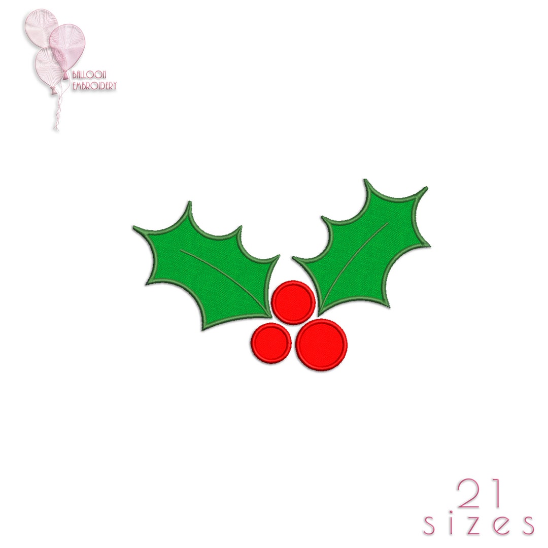 Christmas Holly Applique Machine Embroidery Design Files. - Etsy