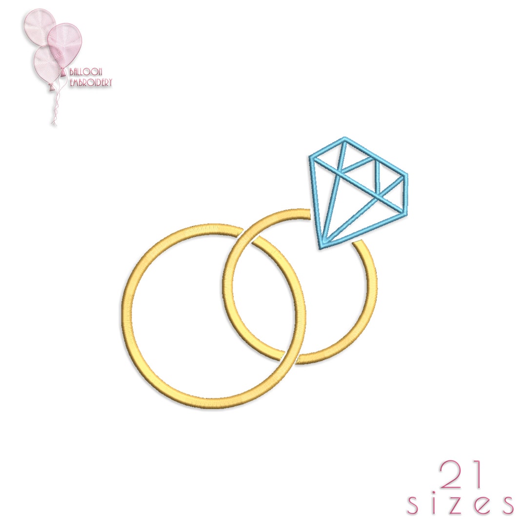 Diamond Wedding Rings Machine Embroidery Design Files. - Etsy