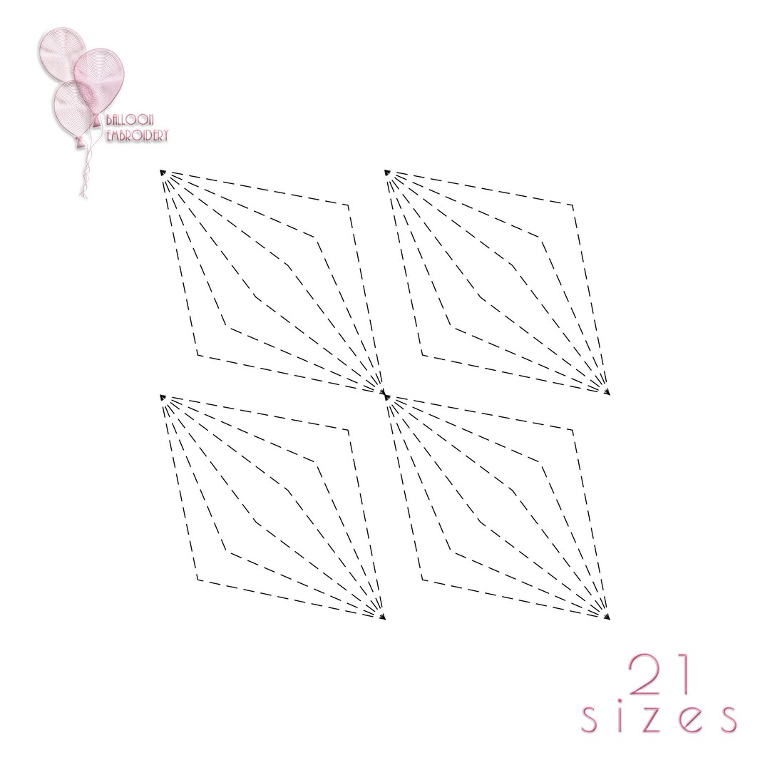 Cut Diamond Pattern Quilt Block Embroidery Design. Single Run - Etsy
