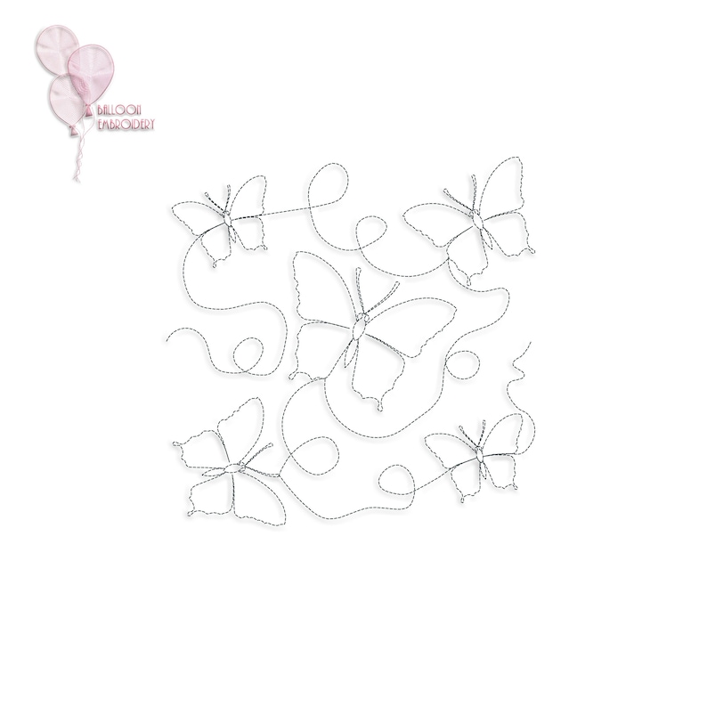 Butterflies Single Run Edge to Edge Continuous Quilt Block Embroidery ...