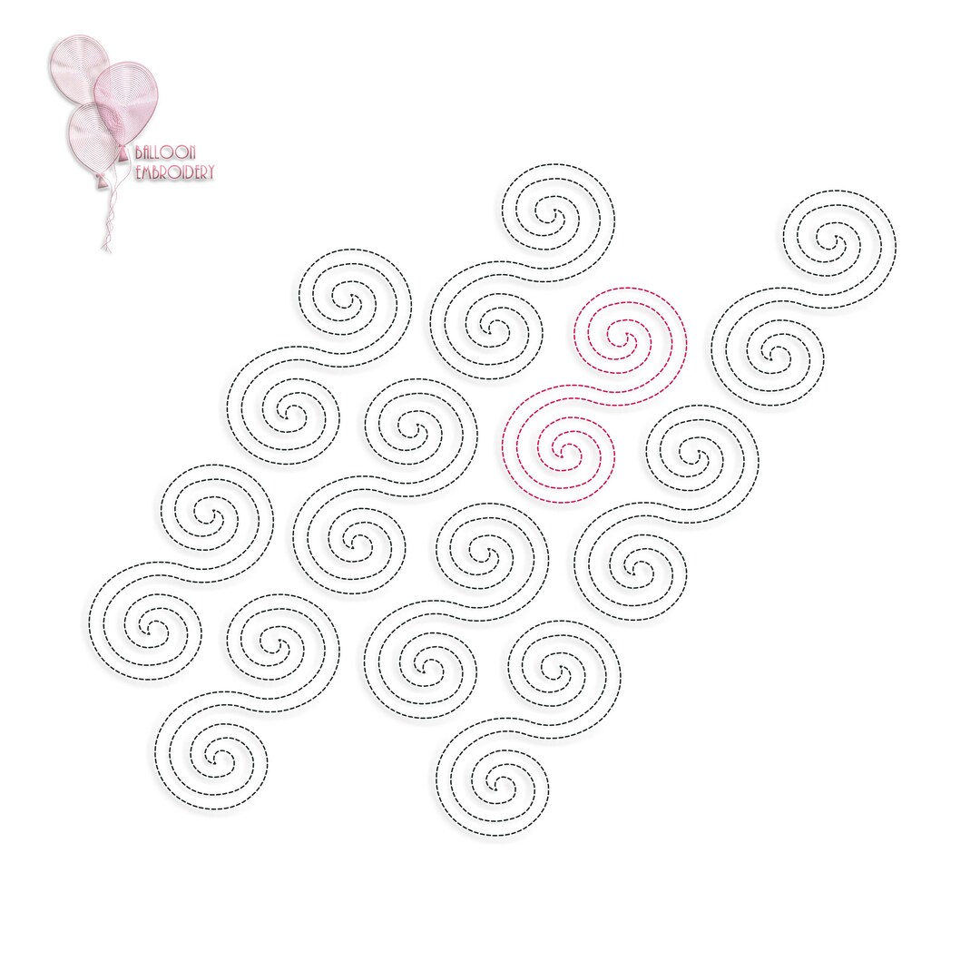 Spiral Single Run Edge to Edge Continuous Quilt Block Embroidery Design ...