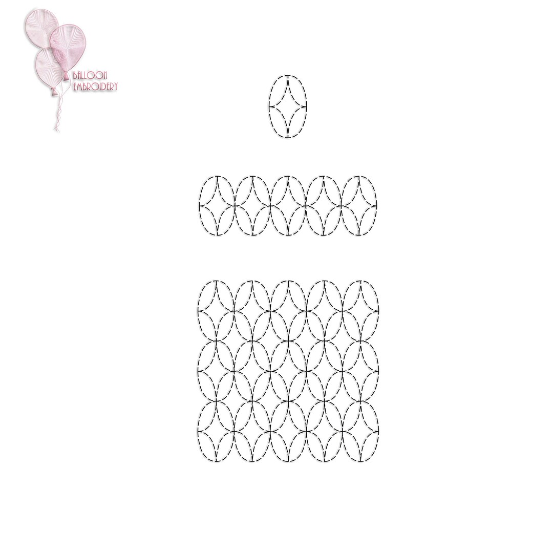 Bagel Flower Embroidery Quilting Block: Edge Border Stitch (digital ...