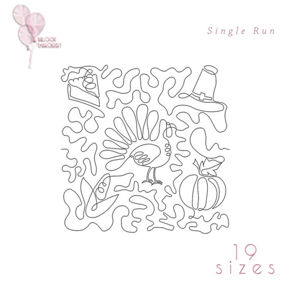 Thanksgiving Edge to Edge Continuous Machine Embroidery - Etsy
