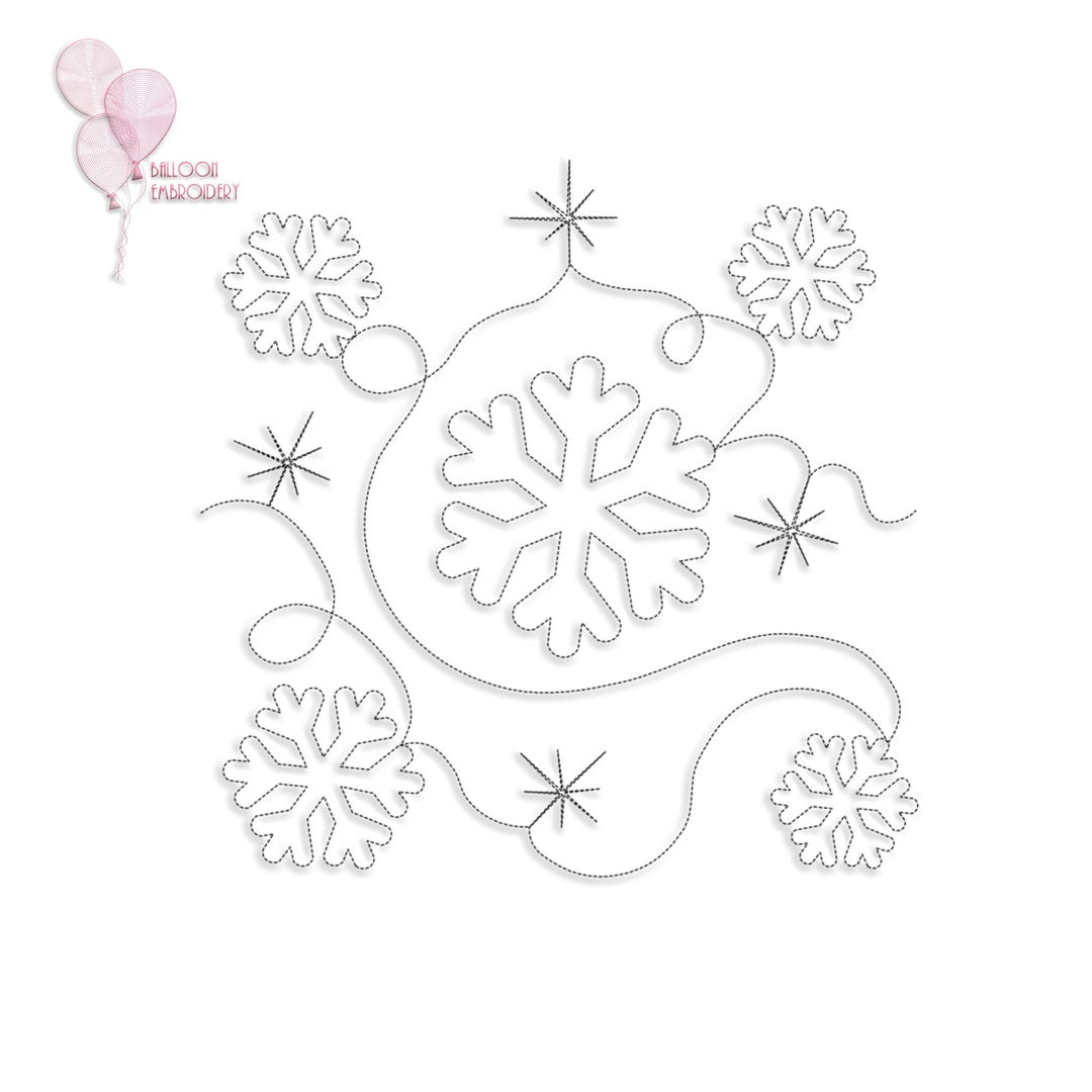 Snowflake Edge to Edge Continuous Single Run Quilt Block Embroidery ...