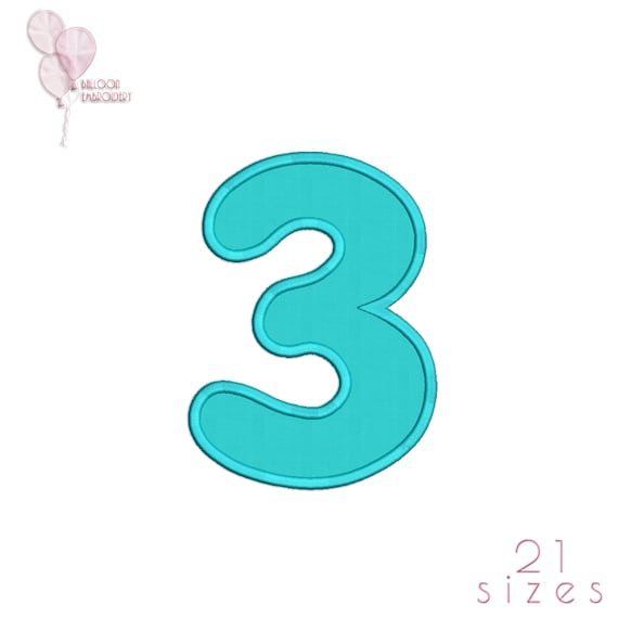 Number 3 Applique Machine Embroidery Design Files . Commercial - Etsy