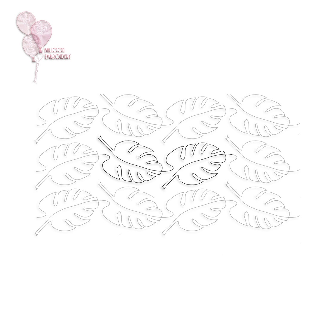 Monstera Leaves Edge to Edge Continuous Single Run Quilt Block Embroidery Design - Etsy