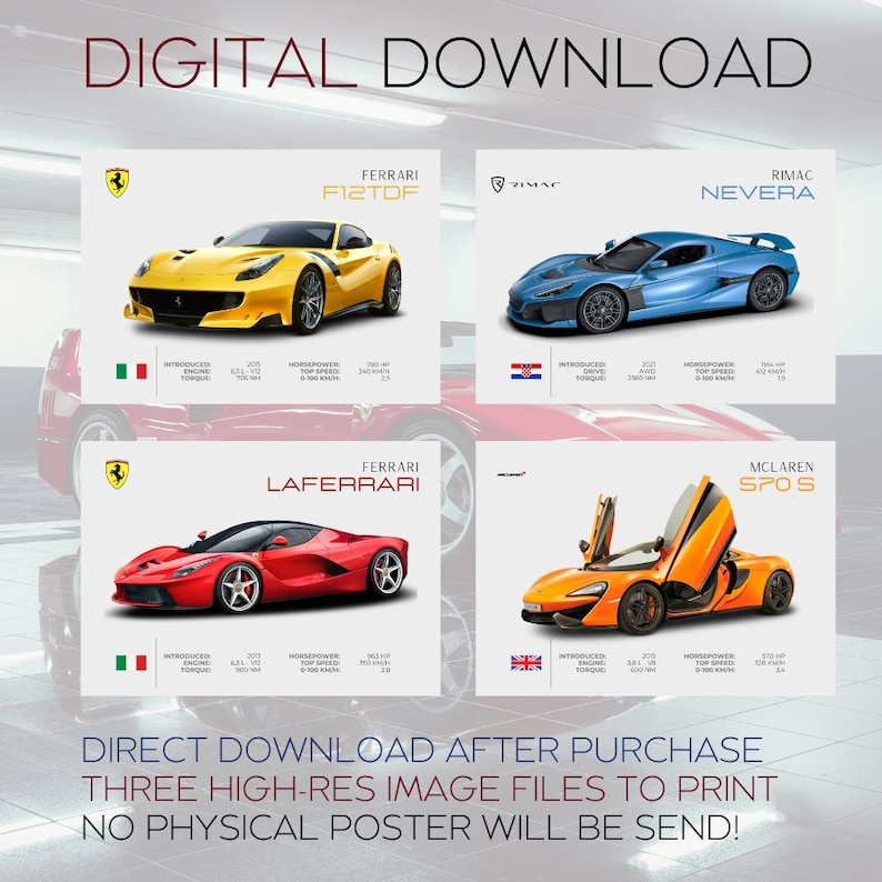Ferrari Laferrari Poster | Digital Download | Printable Car Poster ...