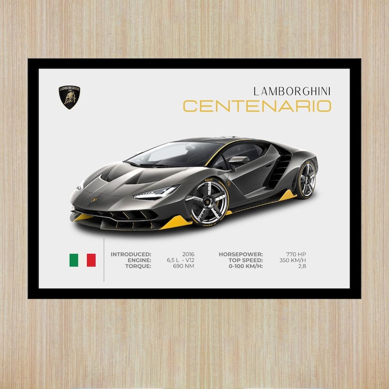 Lamborghini Centenario Poster | Digital Download | Printable Car Poster ...
