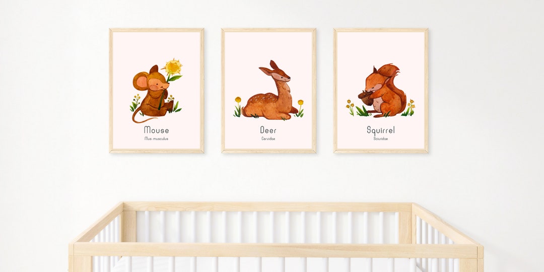 Kids Room Poster Set | Digital Download | Set of 3 Animal Posters ...