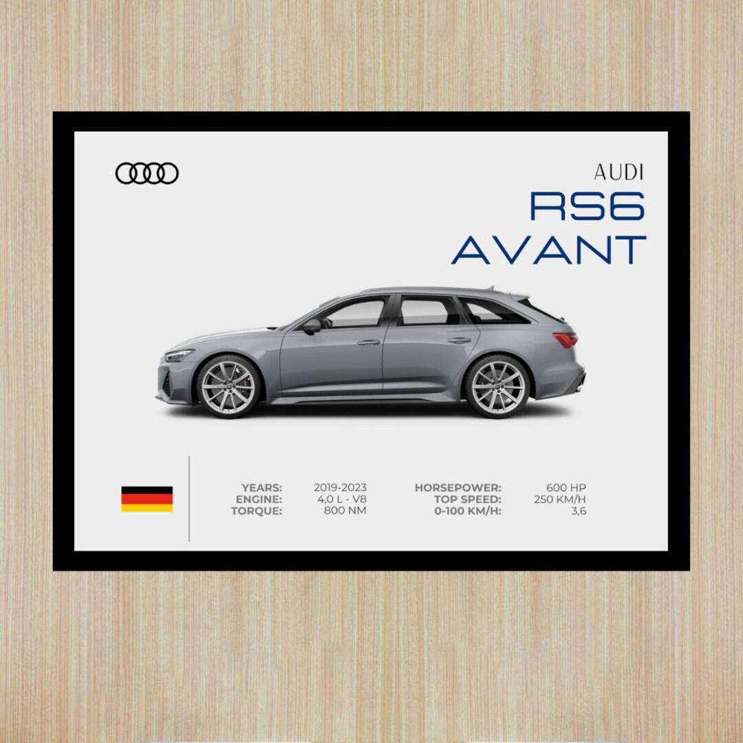 Audi RS6 Avant C8 Poster Digital Download Printable Car Poster Supercar ...