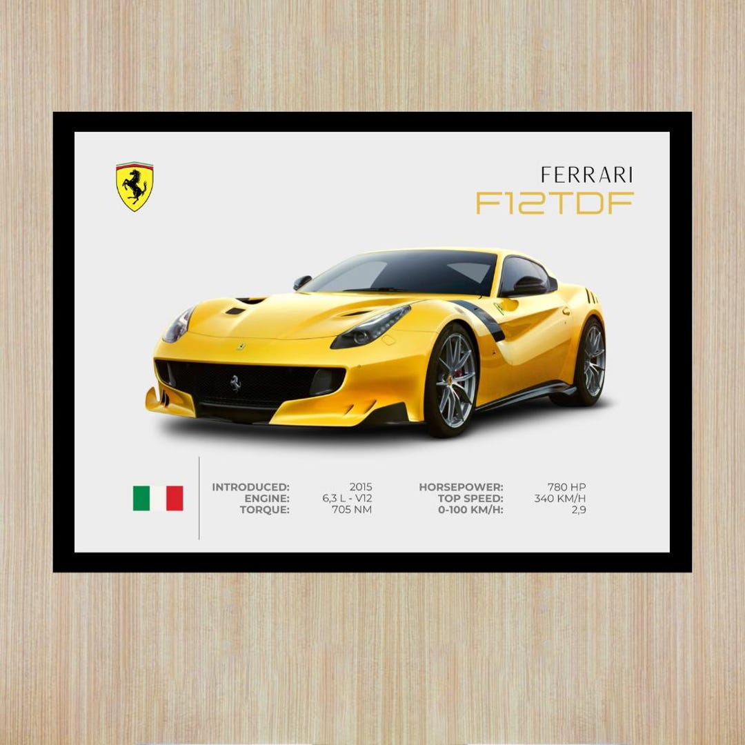 Ferrari F12tdf Poster | Digital Download | Printable Car Poster ...