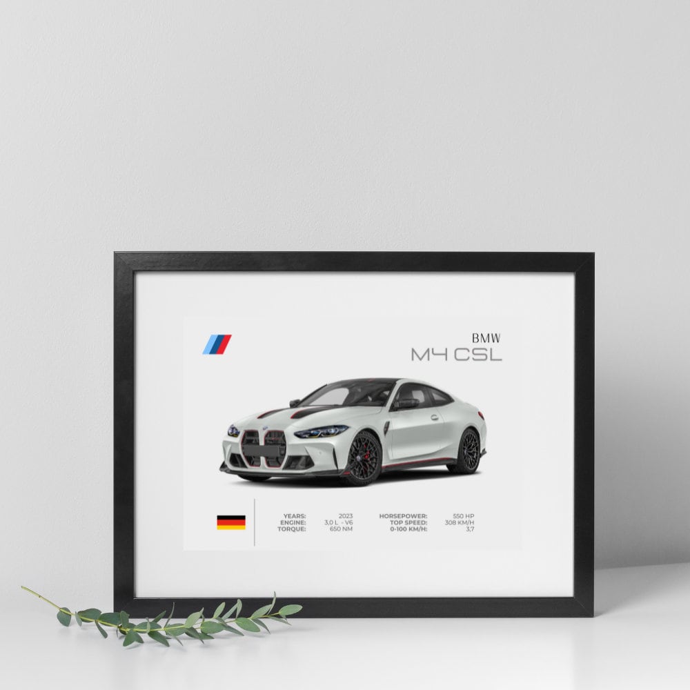 BMW M4 CSL Poster | Digital Download | Printable Car Poster | Supercar ...