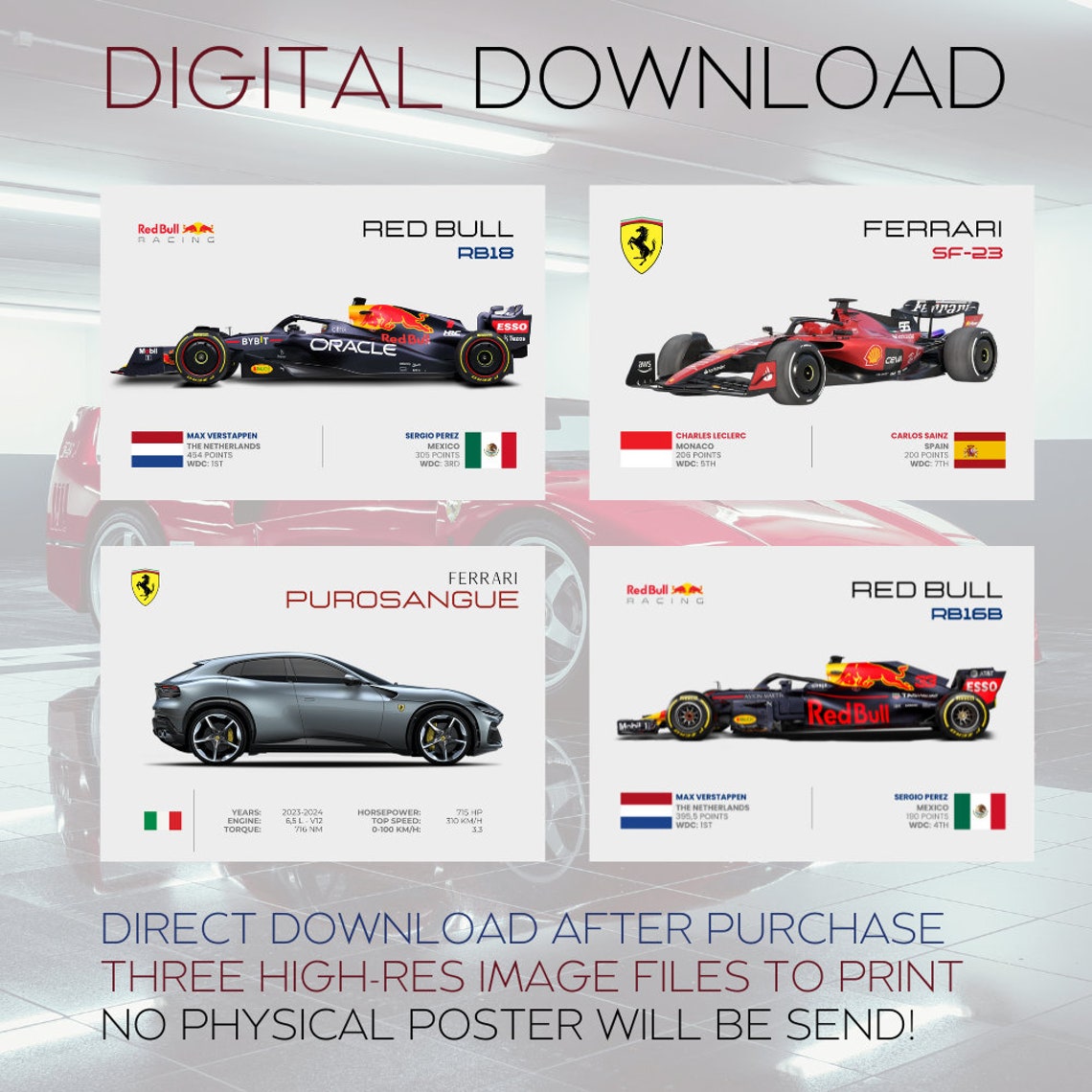 Red Bull RB16B F1 Poster | Digital Download | Printable F1 Car Poster ...