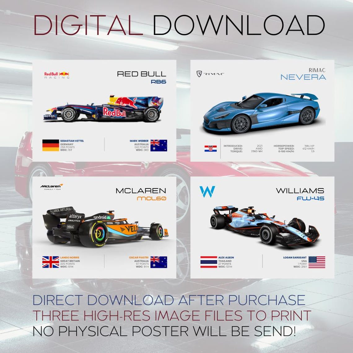 Mclaren MCL60 F1 Poster Digital Download Printable F1 Car Poster ...