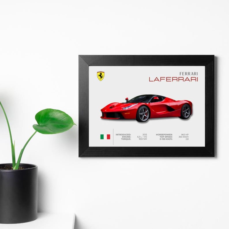 Ferrari Laferrari Poster | Digital Download | Printable Car Poster ...