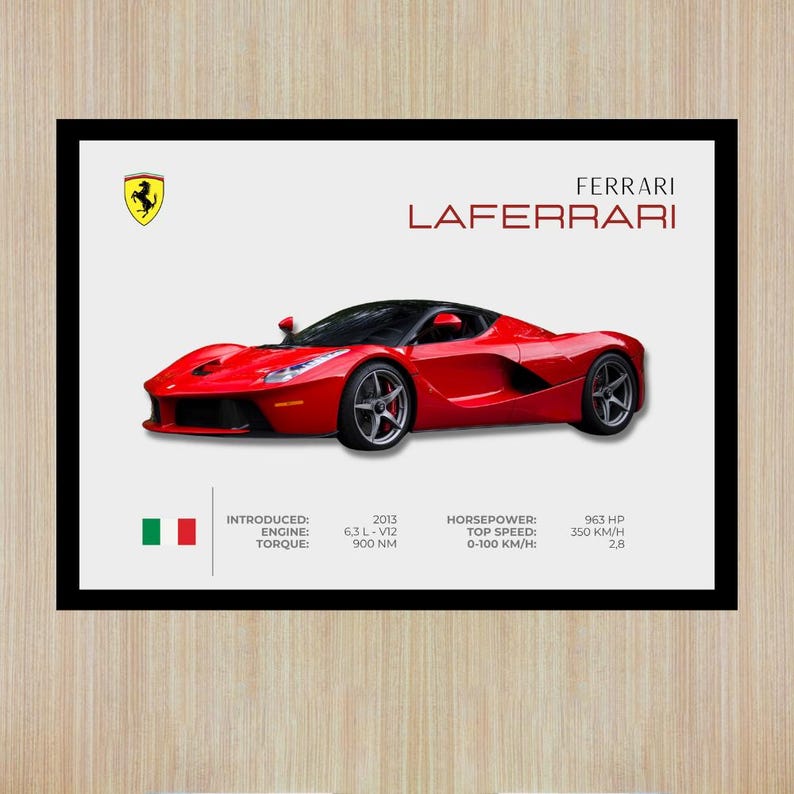 Ferrari Laferrari Poster | Digital Download | Printable Car Poster ...