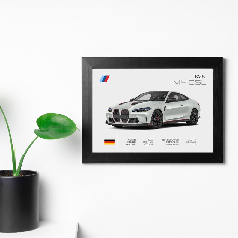 BMW M4 CSL Poster | Digital Download | Printable Car Poster | Supercar ...