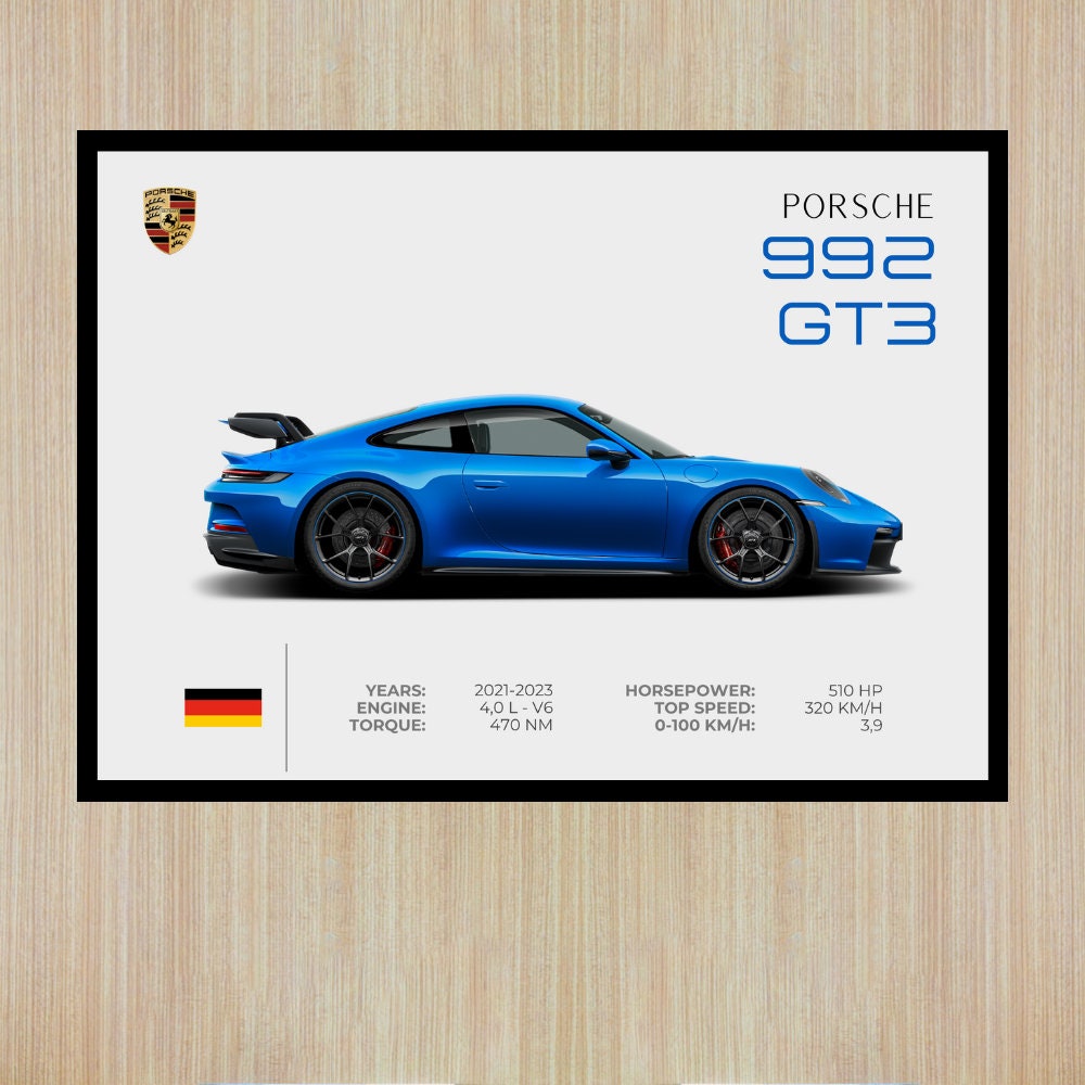 Porsche 992 GT3 Poster Digital Download Printable Car - Etsy